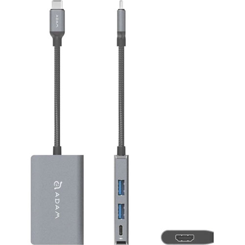 ADAM ELEMENTS ADAPTADOR MULTIPUERTOS CASA HUB A01M 4-EN-1 - GRIS | Adam Elements | lumen.com.mx