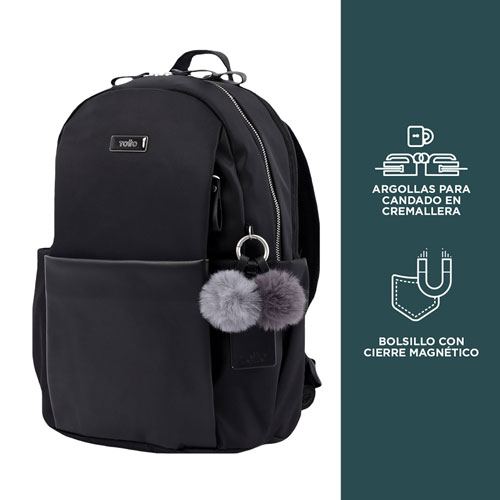 BACKPACK TOTTO ADELAIDE 1 14PULG NEGRO | Papelería Lumen