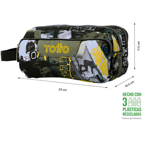 Estuche escolar Totto Agapec 6Ct triple gris/Amarillo