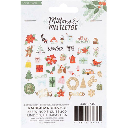 Figura para scrapbook precortados Mitones 40 piezas | Papelería Lumen