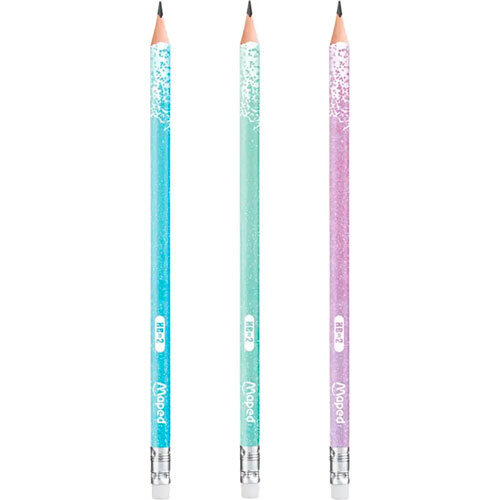 Lapiz escolar Maped 851803 Glitter #2 Hb con 6 piezas