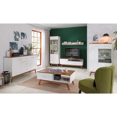 Mesa De Centro Alterego Heda Erikson S385-Law1S-Bi Blanco/Nogal | Lumen