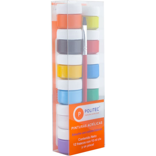 Pintura Acrílica Politec Paquete Con 12 | Papelería lumen