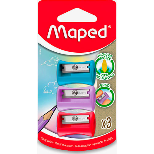 SACAPUNTAS ESCOLAR MAPED 063084 VIVO MAIZ BLISTER CON 3