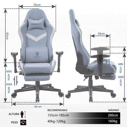 SILLA GAMER DOWINX PLUS 6668 AZUL | Papelería Lumen