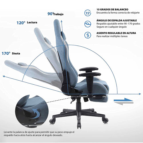 SILLA GAMER DOWINX PLUS 6668 AZUL | Papelería Lumen