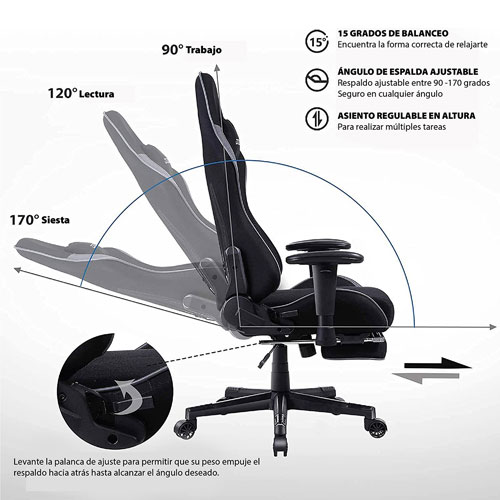 SILLA GAMER DOWINX PLUS 6668 NEGRO | Papelería Lumen