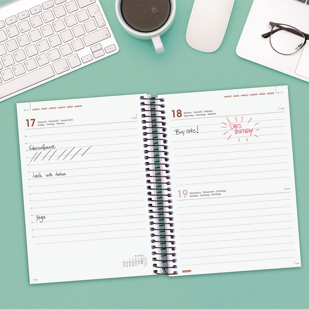 Agenda ejecutiva Finocam Espiral Opaque 18X21cm Black