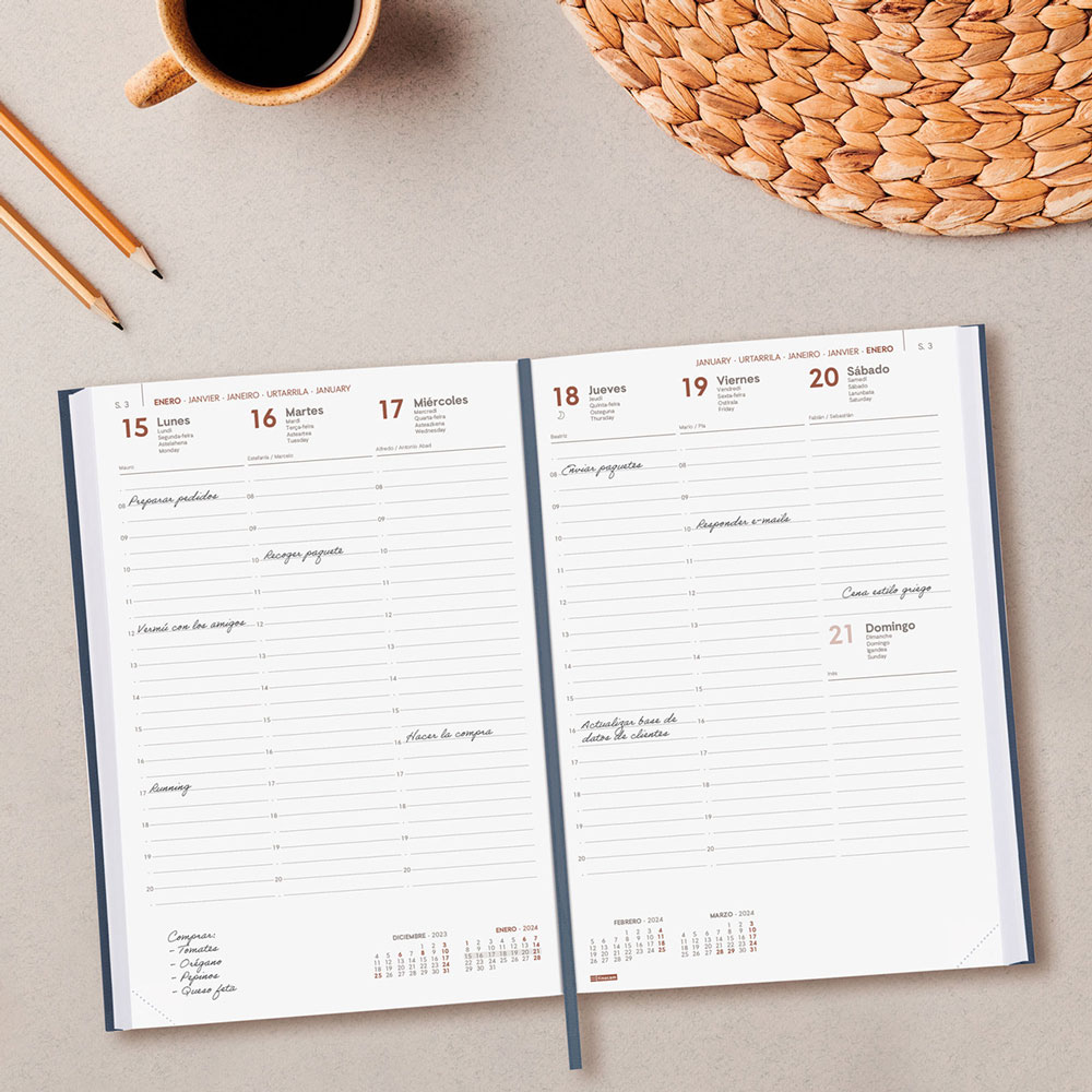 Agenda ejecutiva Finocam Milano 17X25cm Azul