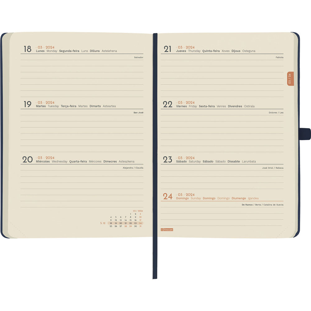 Agenda juvenil Finocam semana Textura Azul