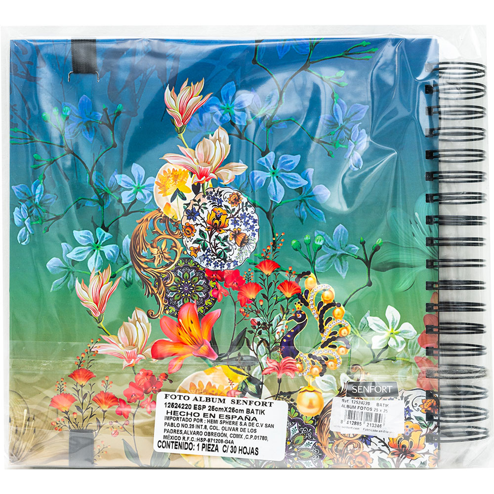 Álbum fotos Senfort 12524220 Esp 25x25cm 30 hojas Batik | Papelería Lumen
