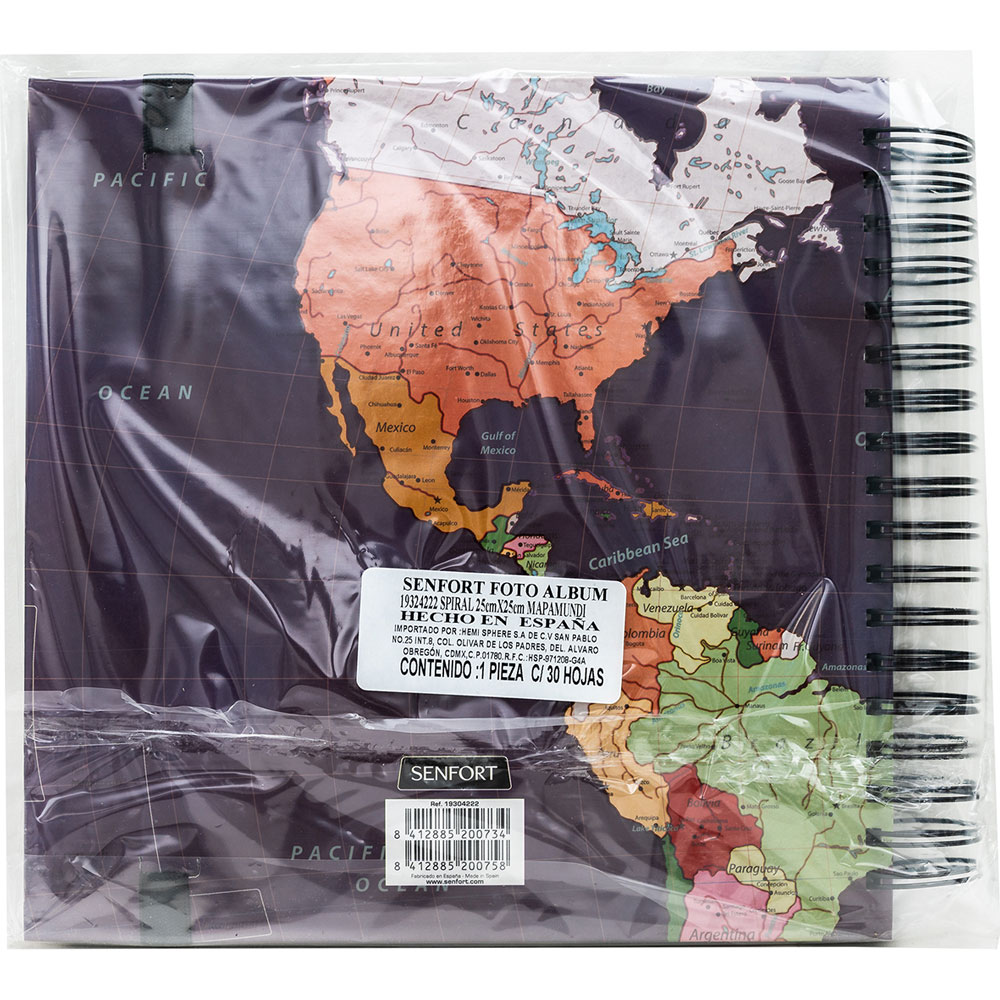 Álbum fotos Senfort 19324222 Esp 25x25 30 hojas Mapamundi | Papelería Lumen