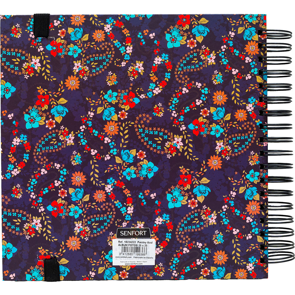 Álbum fotos Senfort Esp 25x25cm 30 hojas Paisley azul