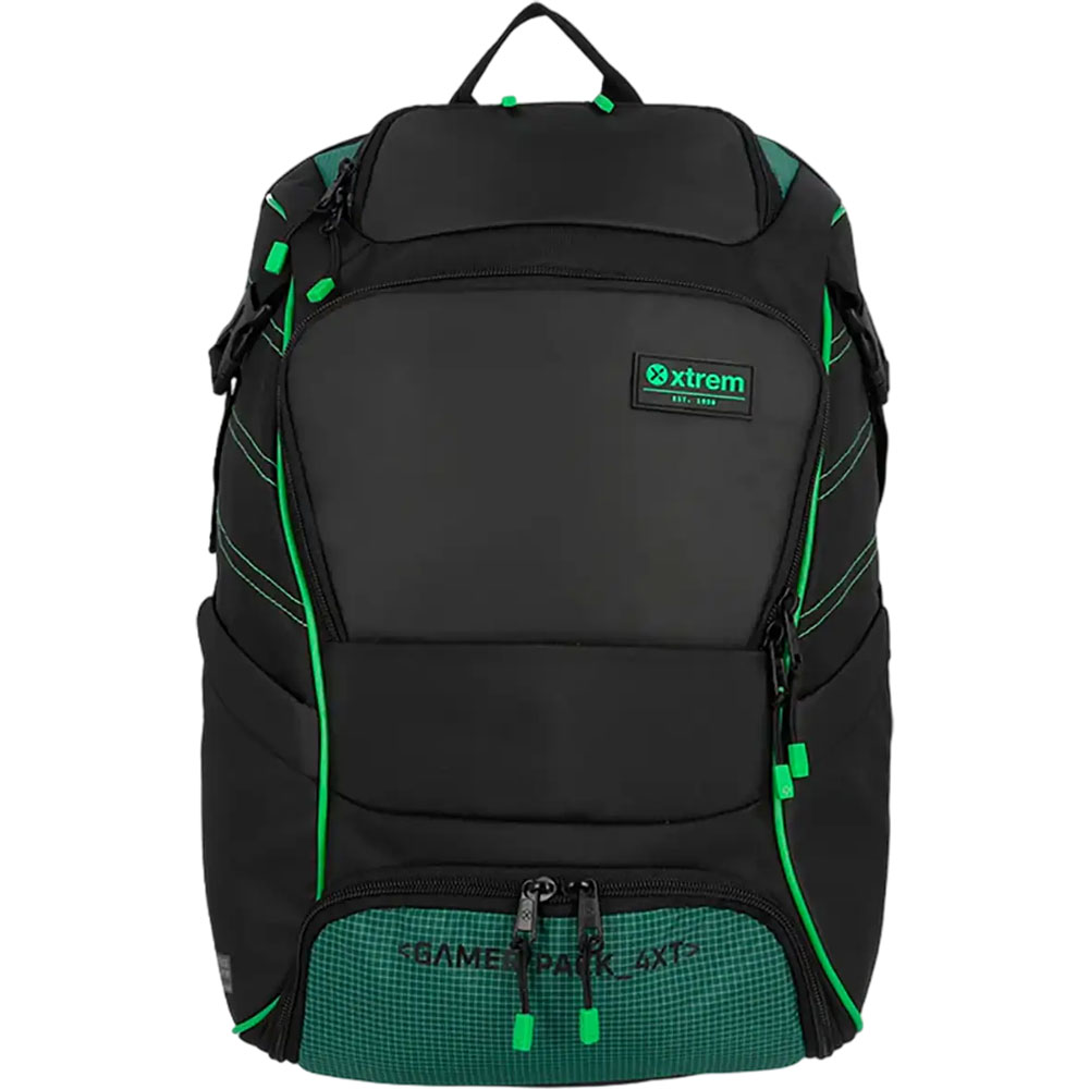 Mochila gamer Xtrem 17 negra/verde | Papelería Lumen