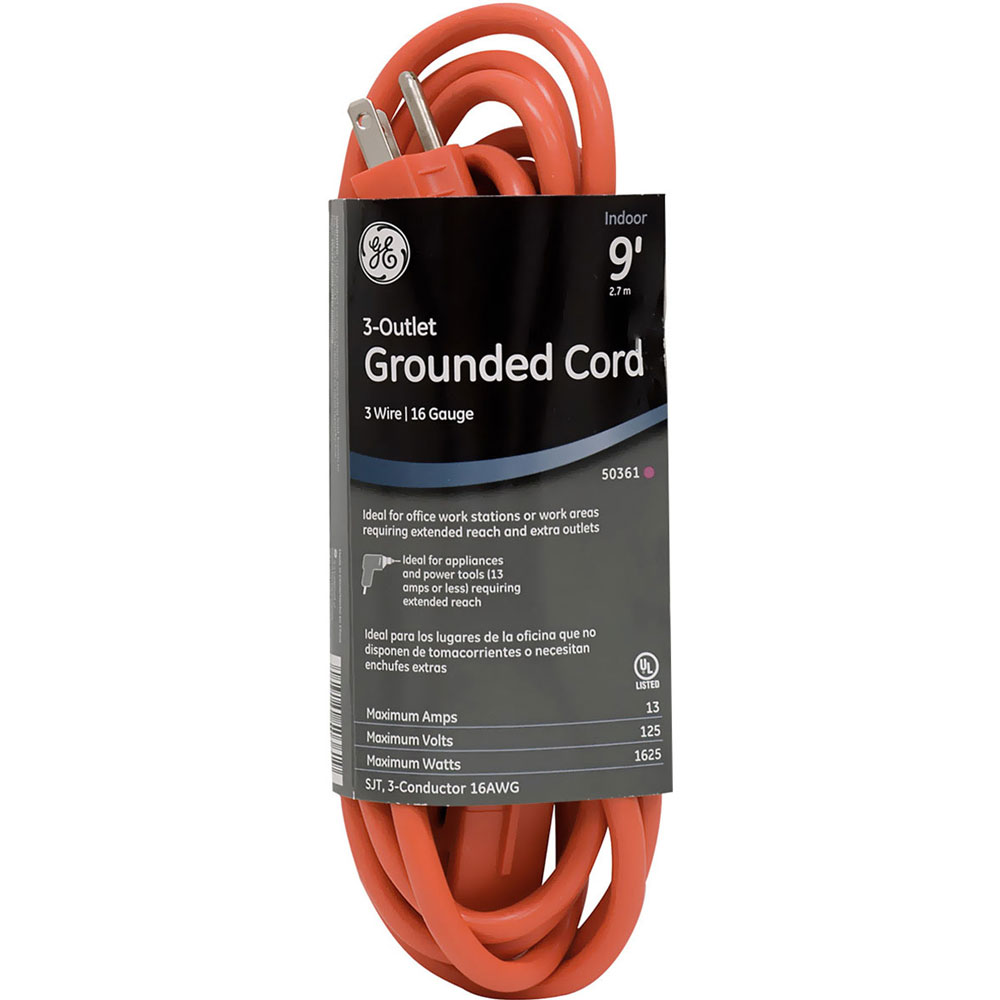 Barra multicontacto GE 3 entradas 2.7m naranja | Lumen