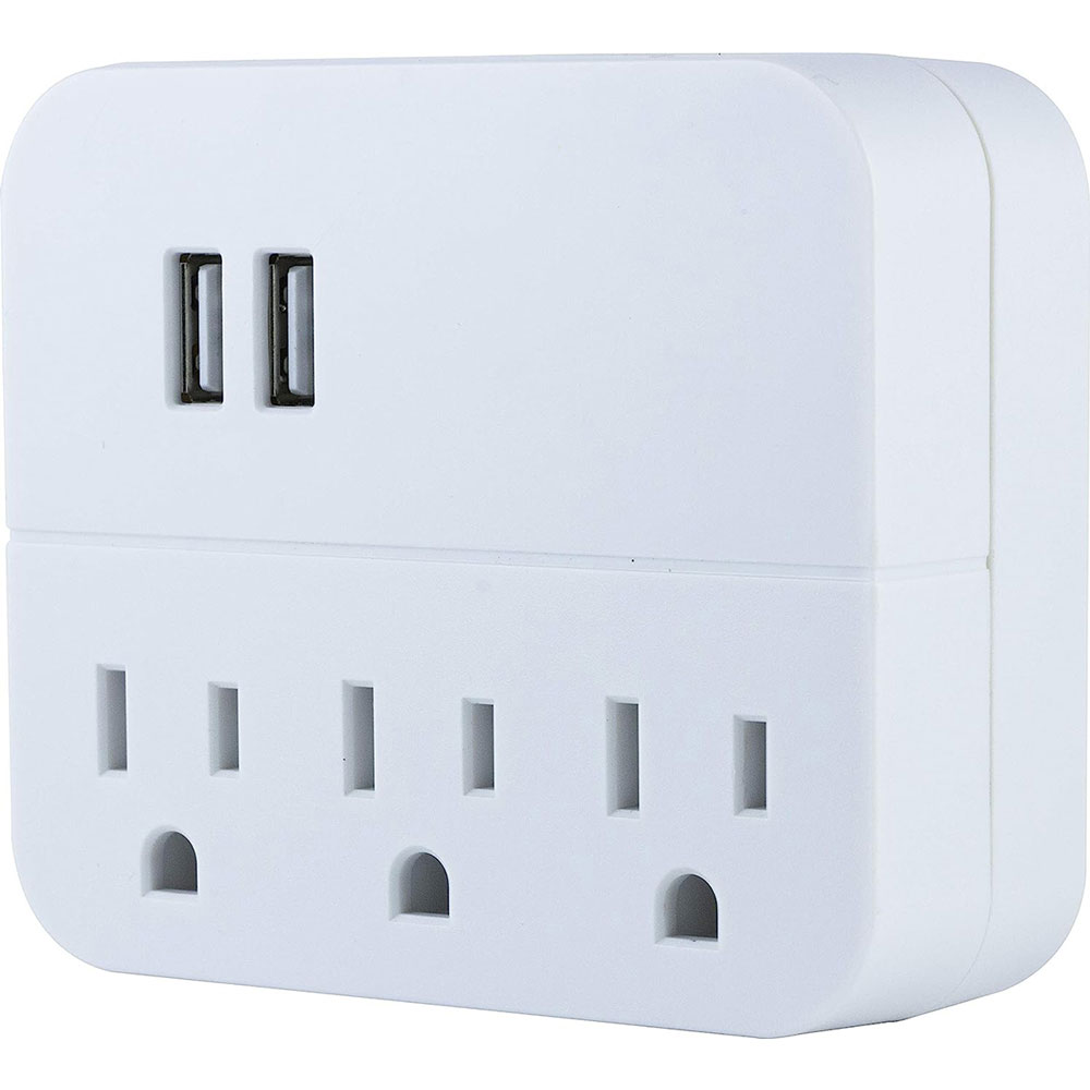 Barra multicontacto GE pared 3 contactos con 2 usb blanco | Papelería Lumen