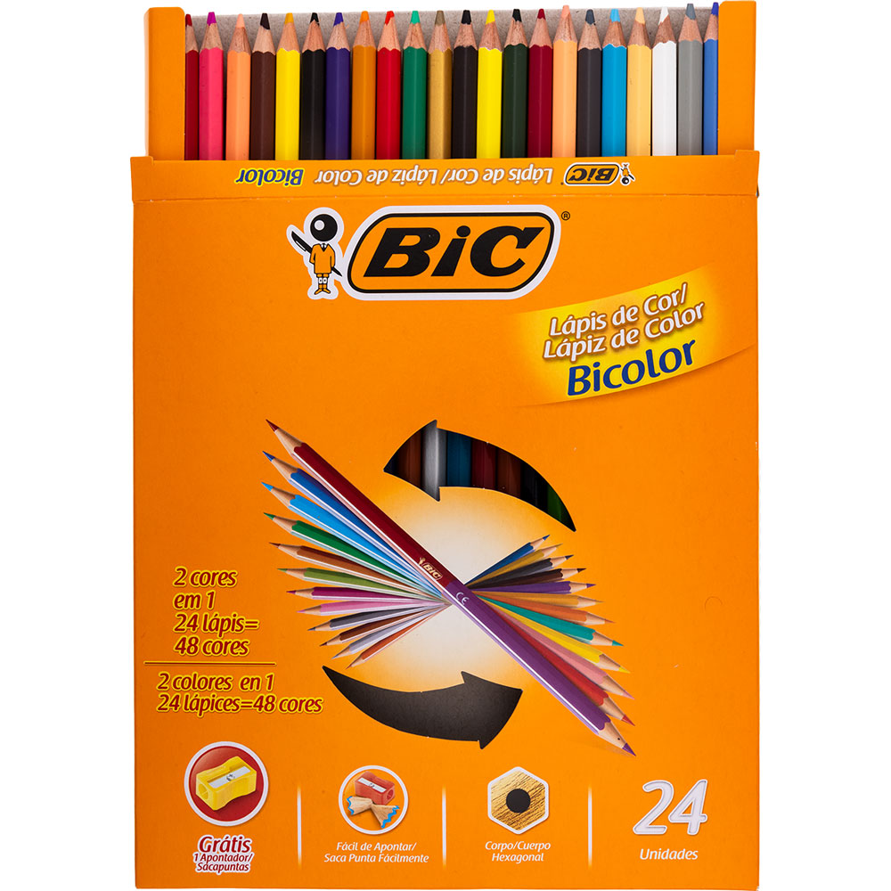 Lápices de color Bic Evolution bicolor 24 lápices | Lumen