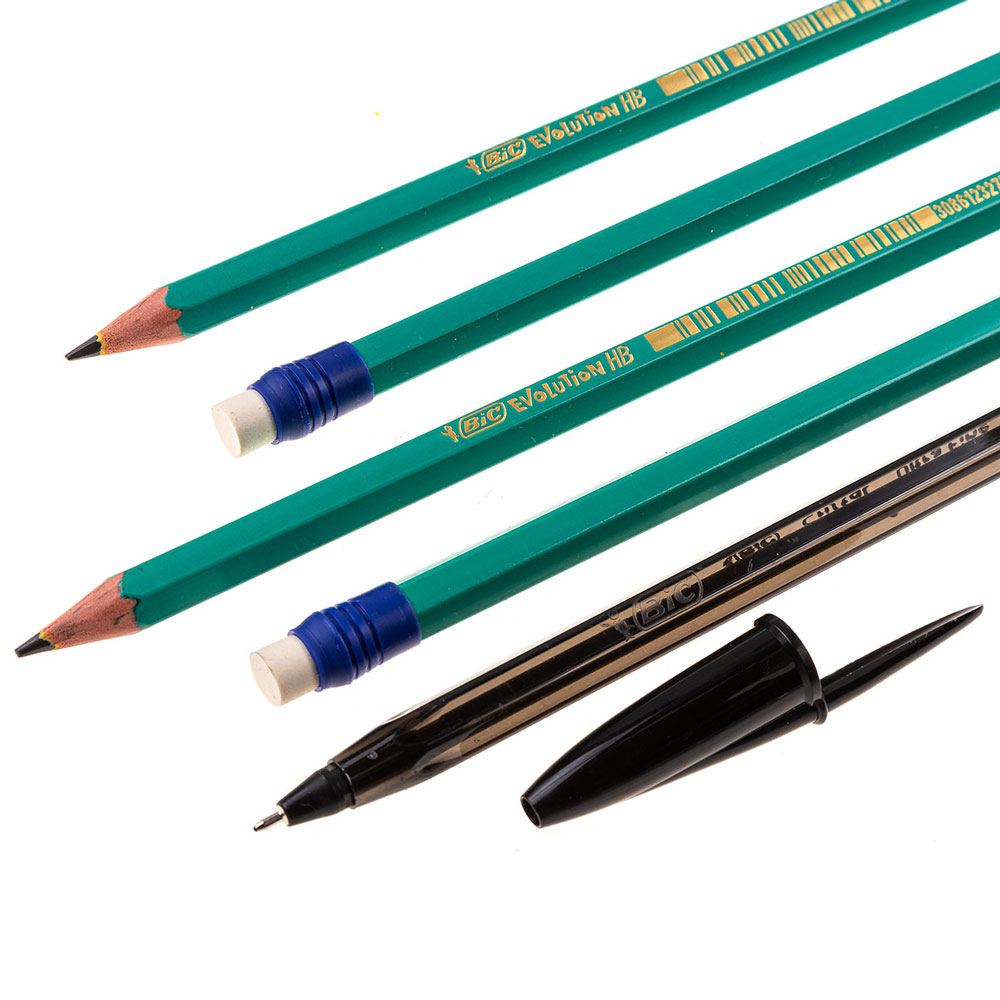 Lápices de grafito Bic Hb2 4 piezas + 1 bolígrafo | Lumen