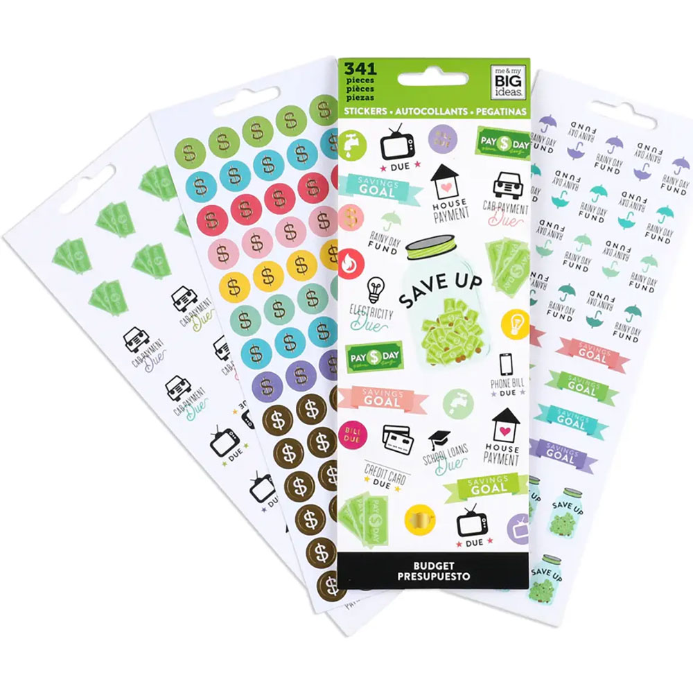 Block de stickers con 341 piezas motivos de presupuesto | Papelería Lumen