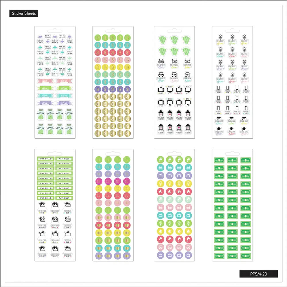 Block de stickers con 341 piezas motivos de presupuesto | Papelería Lumen