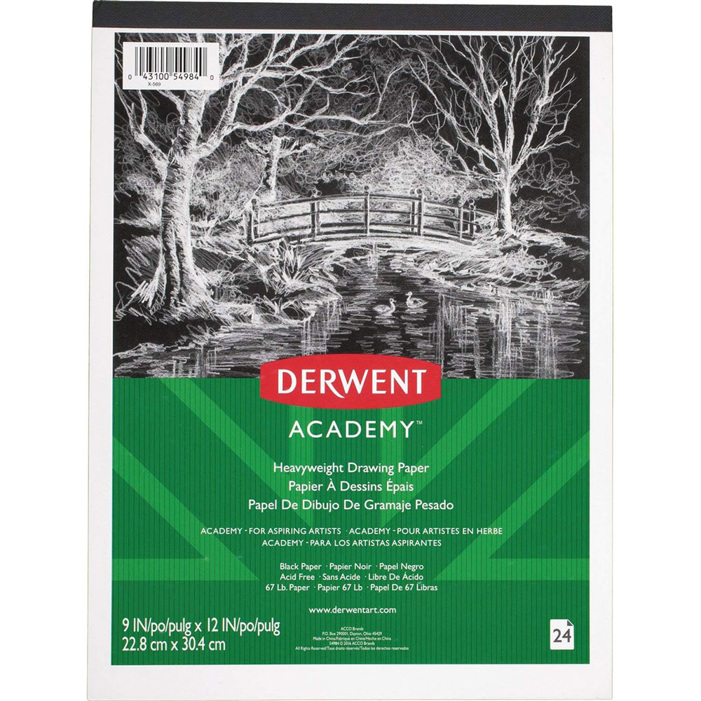 Block Derwent Academy 22.8x30.4cm 24 hojas negro | Lumen