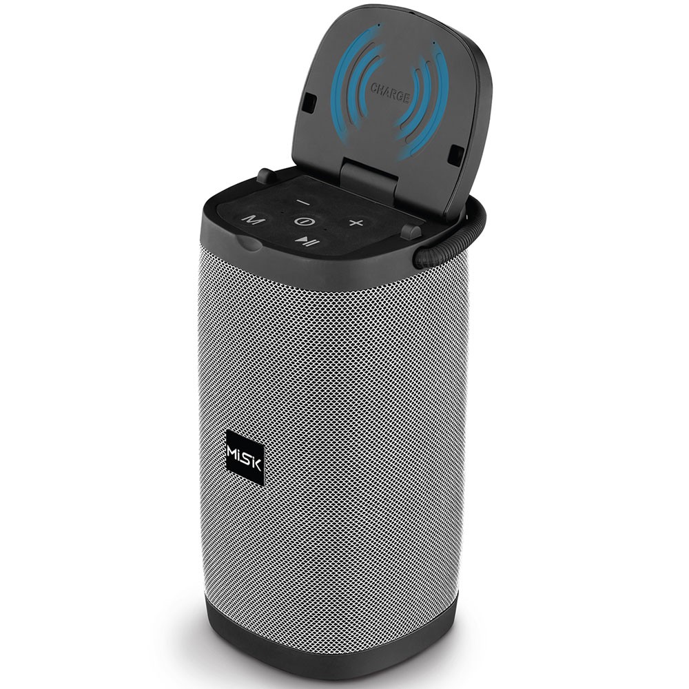 BOCINA MISIK MS266 BLUETOOTH CARGA INDUCTIVA GRIS | Papelería Lumen