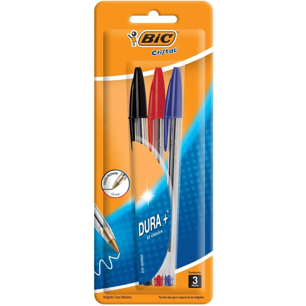Bolígrafo Bic mediano blíster 3 piezas surtido | Lumen