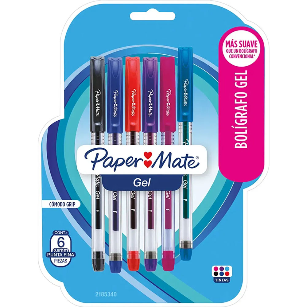 Bolígrafo de Gel Paper Mate Blíster con 6 Piezas Surtidas | Papelería Lumen
