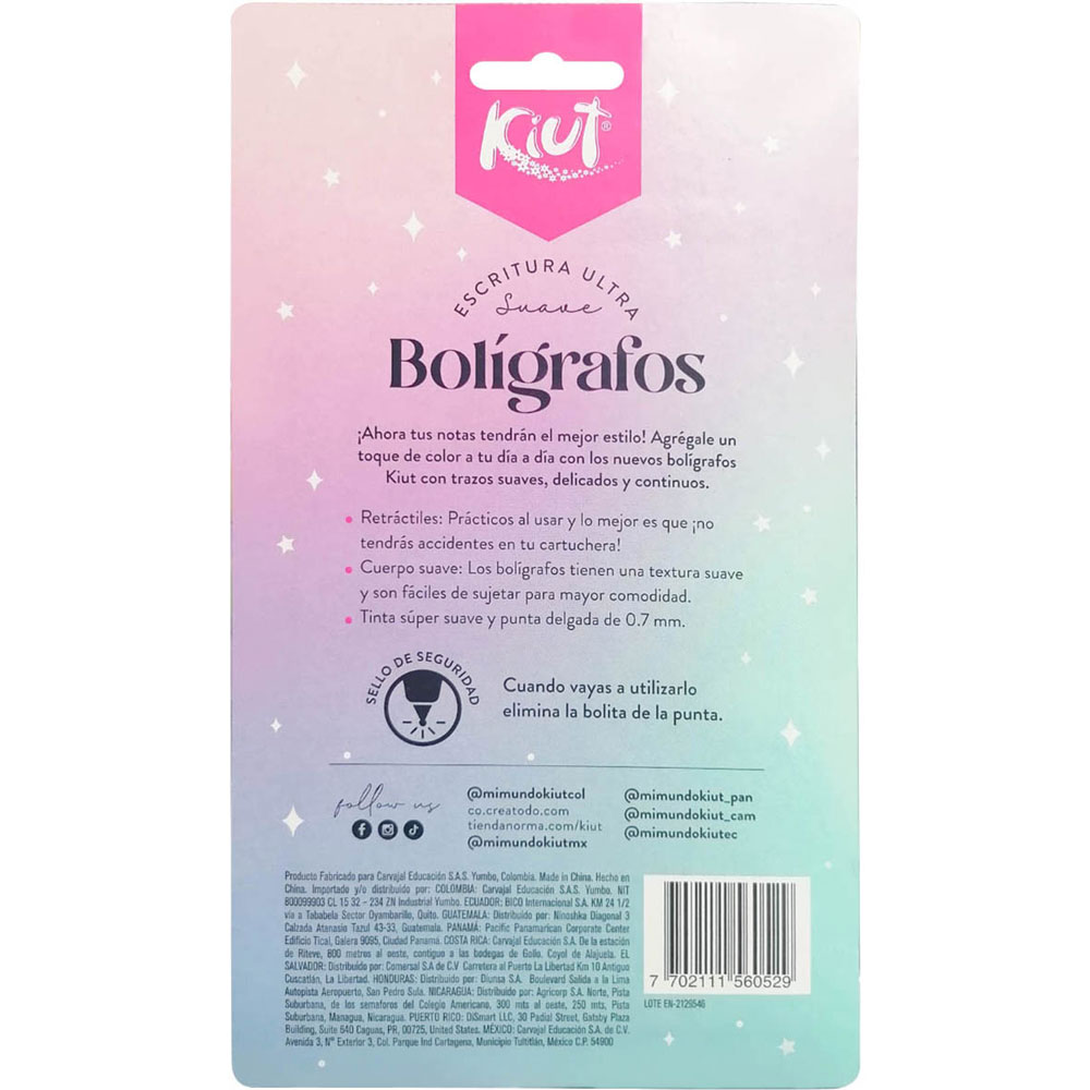 Bolígrafo Norma Kiut 0.7mm con 4 surtidos