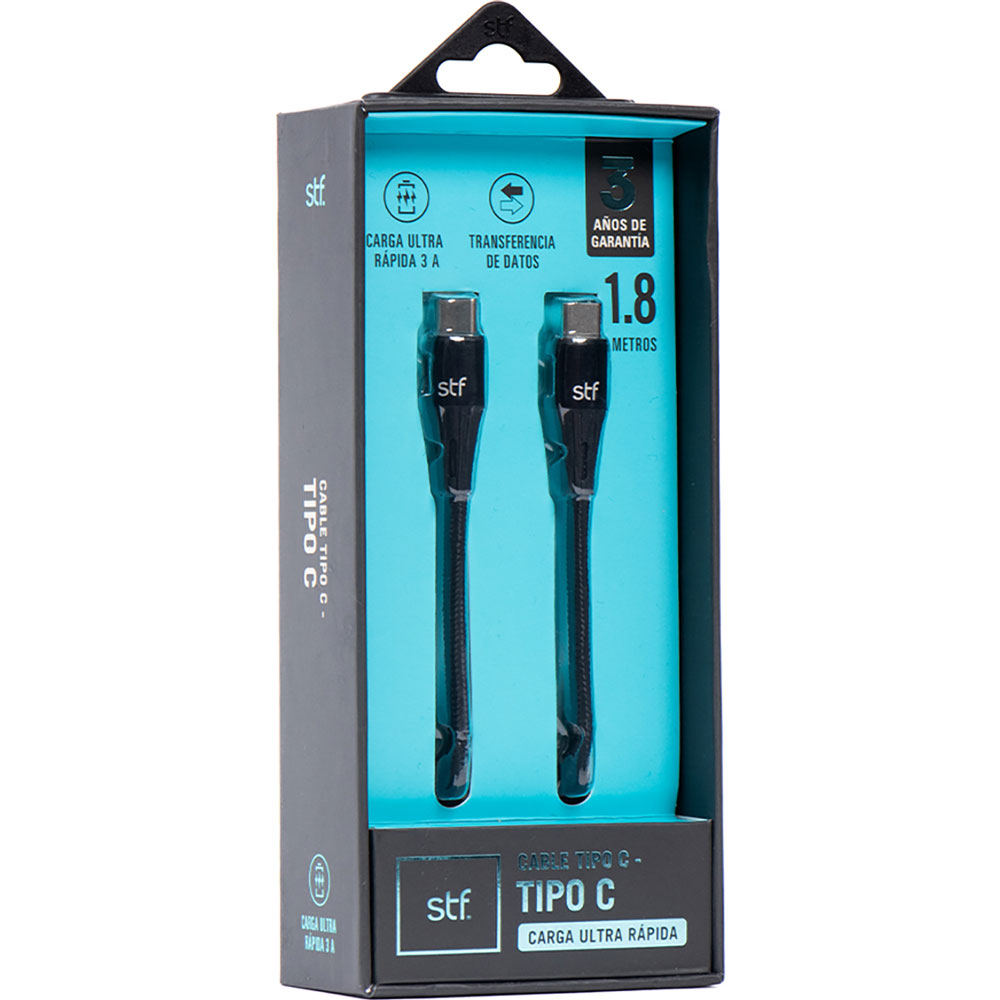 Cable STF St-A36847 Usb-C/Usb-C negro | Papelería Lumen