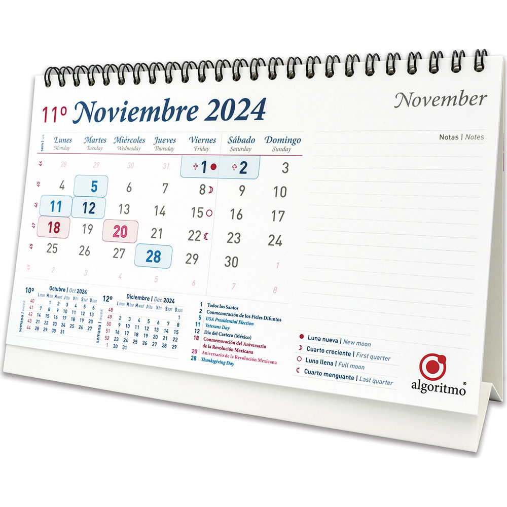 Calendario de escritorio PRA mensual 22x14cm | Papelería Lumen