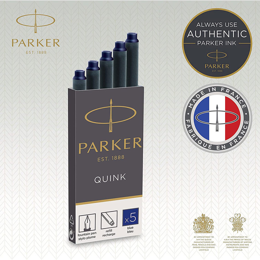 Cartucho tinta fino Parker Qink con 5 unidades azul