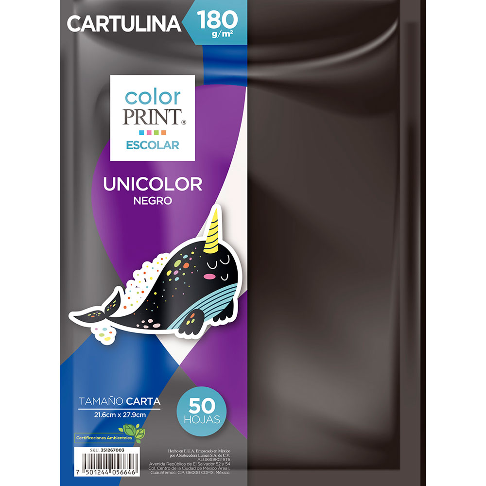 Cartulina Negra Color Print Tamaño Carta 50 Hojas | Papelería Lumen
