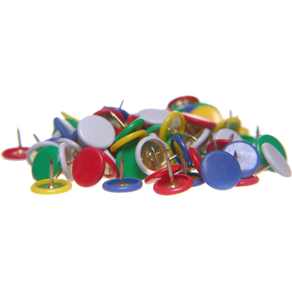 Chinchetas Barrilito 100 piezas varios colores | Papelería Lumen