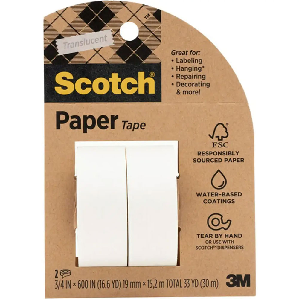 Cinta Adhesiva Scotch Papel 19mm x 15m 2 Piezas | Papelería Lumen