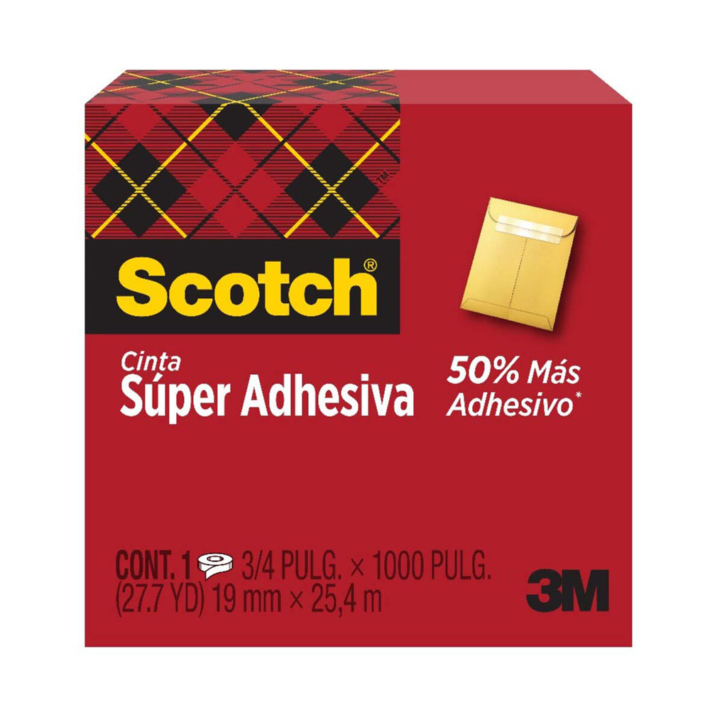 CINTA ADHESIVA SCOTCH SUPER ADHESIVO 19MMX 25.4M| Papelería Lumen