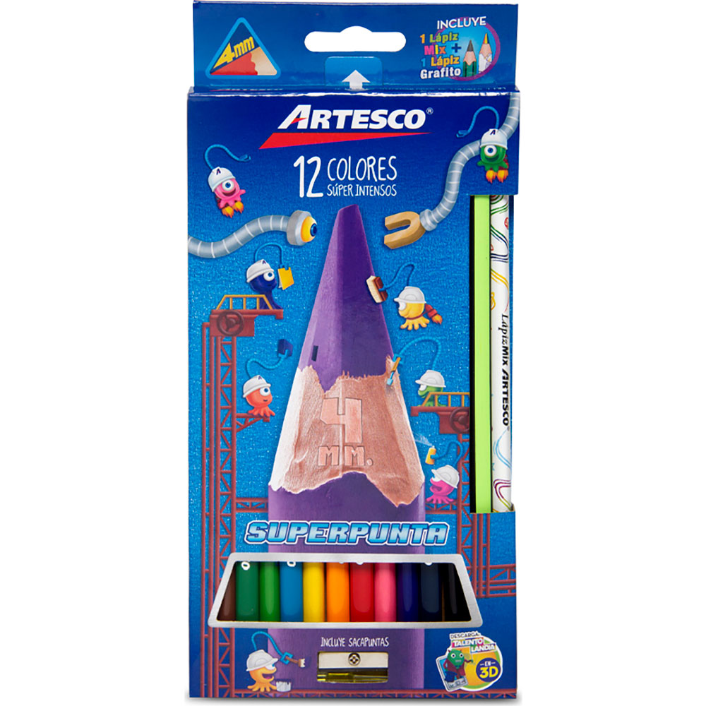 Colores Artesco Superpunta 4Mm Triangular Con 12 Piezas | Lumen