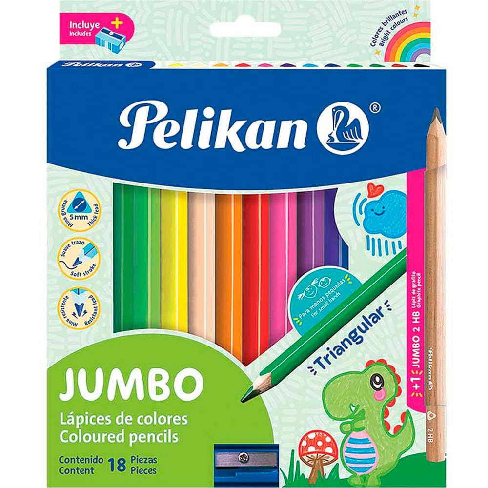 Colores Pelikan Jumbo Triangular Con 18 Piezas | Lumen