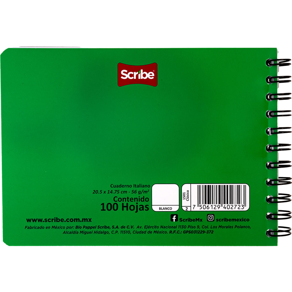 CUADERNO FORMA ITALIANATALIANA SCRIBE CLASICO RIG DO FORMA ITALIANA 100 ...
