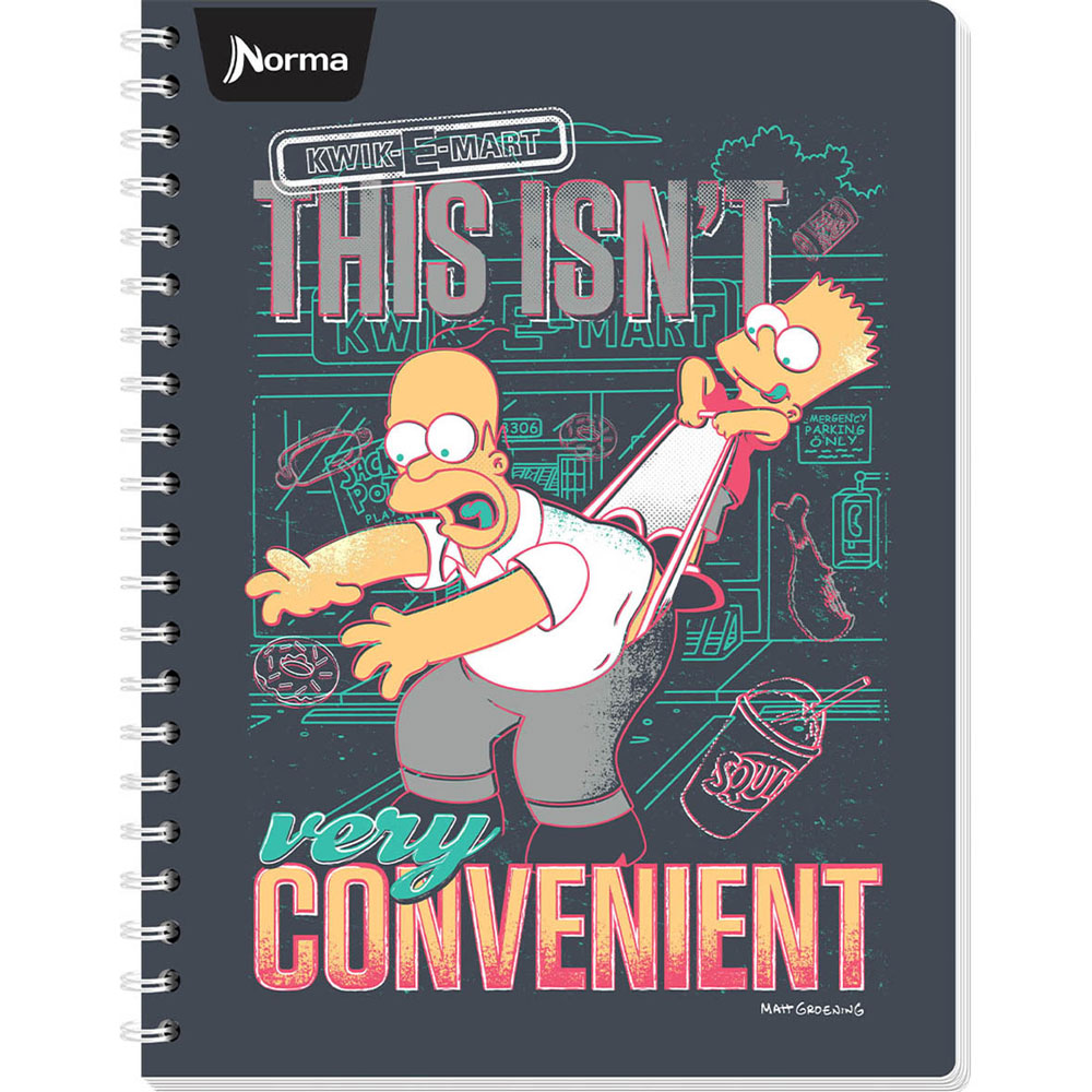 Cuaderno profesional Norma Simpsons doble arillo cuadro chico 100 hojas