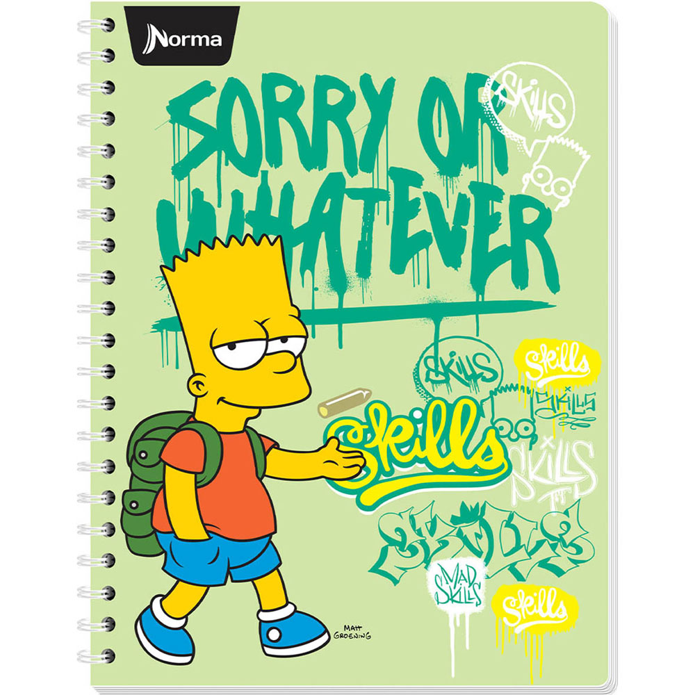 Cuaderno profesional Norma Simpsons doble arillo cuadro grande 100 hojas