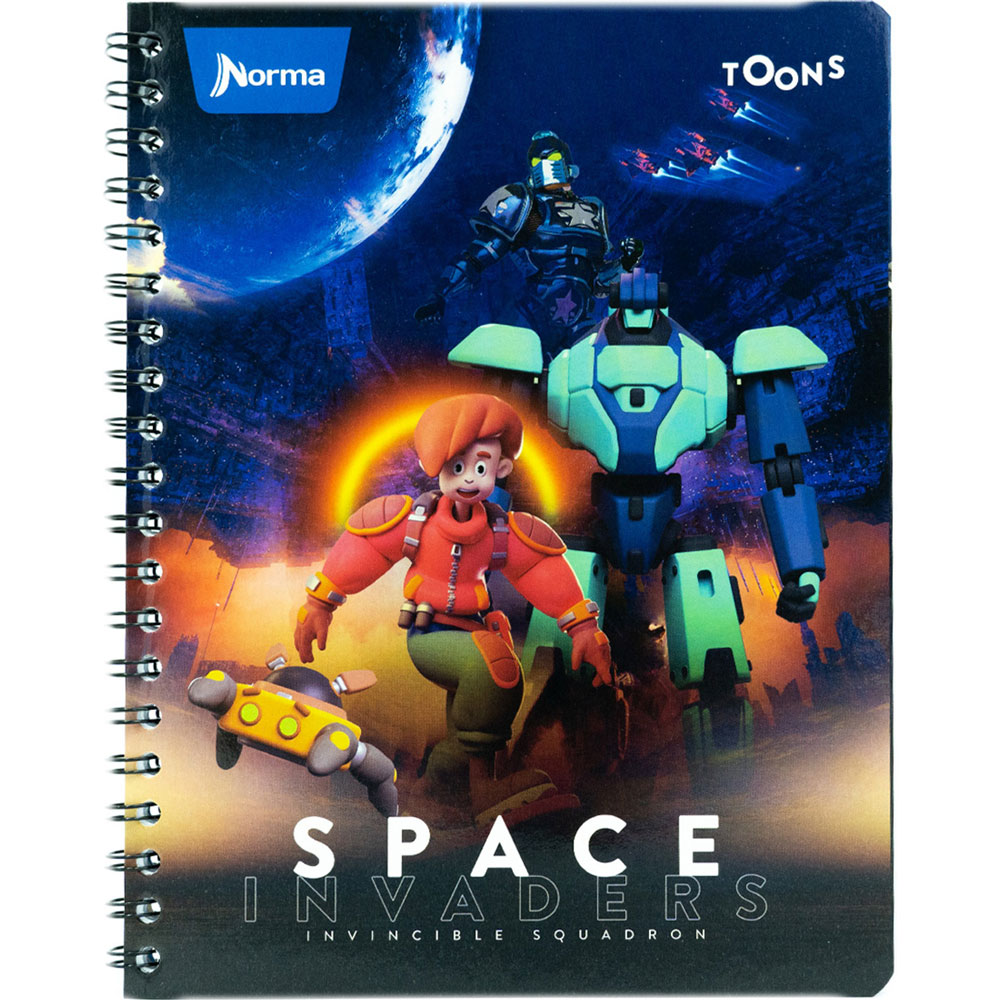 Cuaderno profesional Norma Toons doble arillo cuadro grande 100 hojas