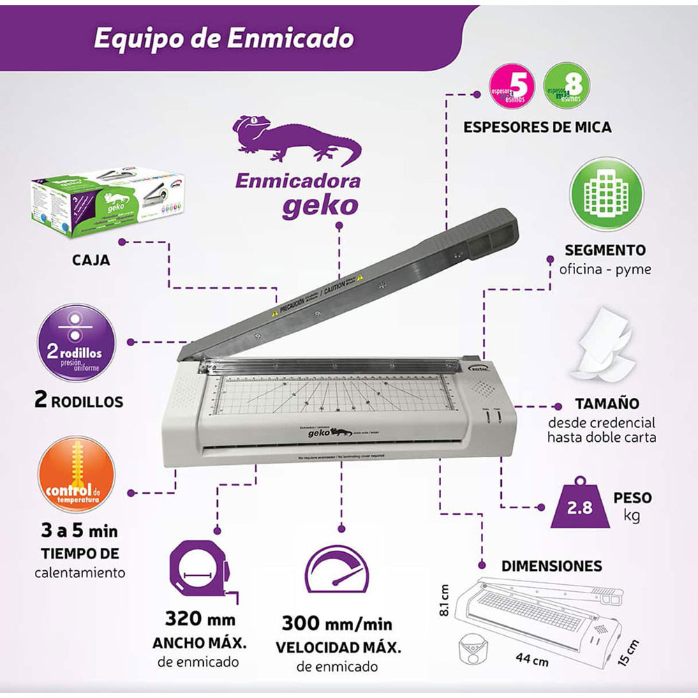 ENMICADORA PERFEX GEKO TAMAÑO CARTA 8 MLS - lumen.com.mx | Papelería Lumen