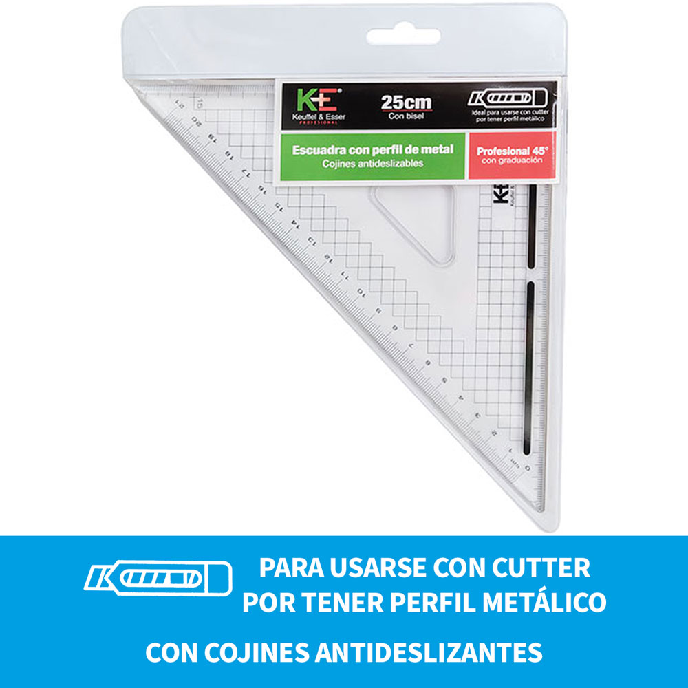 Escuadra Profesional K+E 45 Grados con graduación 25cm | Lumen