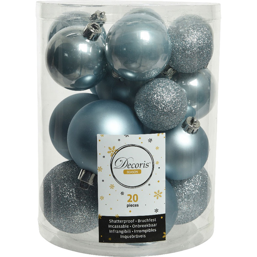 Esfera navidad KMK 22760 6cm azul brumoso con 20 piezas | Papelería Lumen