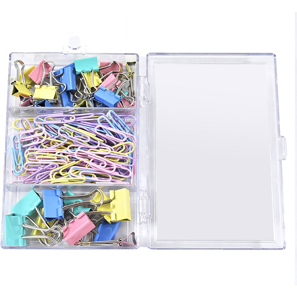 Estuche de clips 130 piezas varios colores | Papelería Lumen