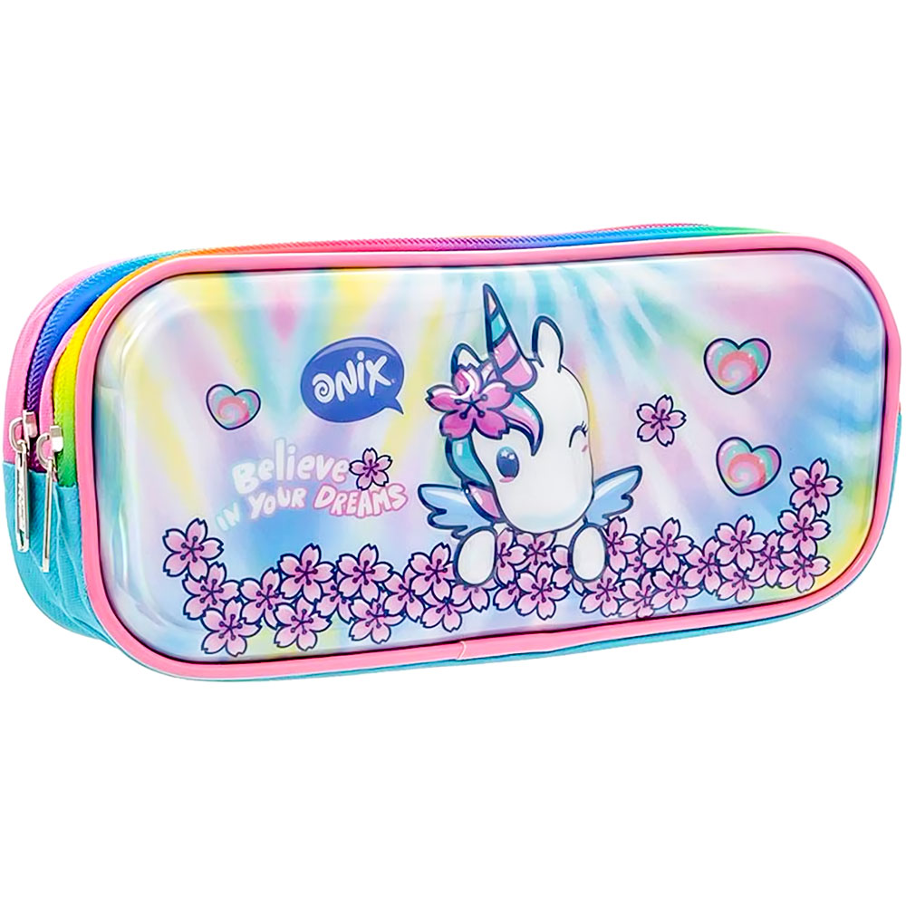 Estuche Ruz Onix Onix Doble Metal Azul/Rosa | Papelería Lumen