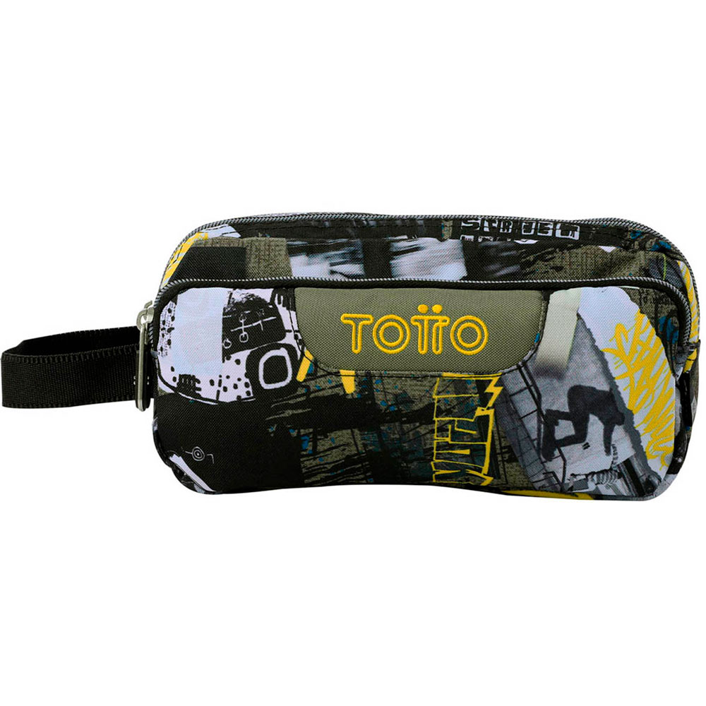 Estuche Escolar Totto Agapec 6Ct Triple Gris/Amarillo | Lumen