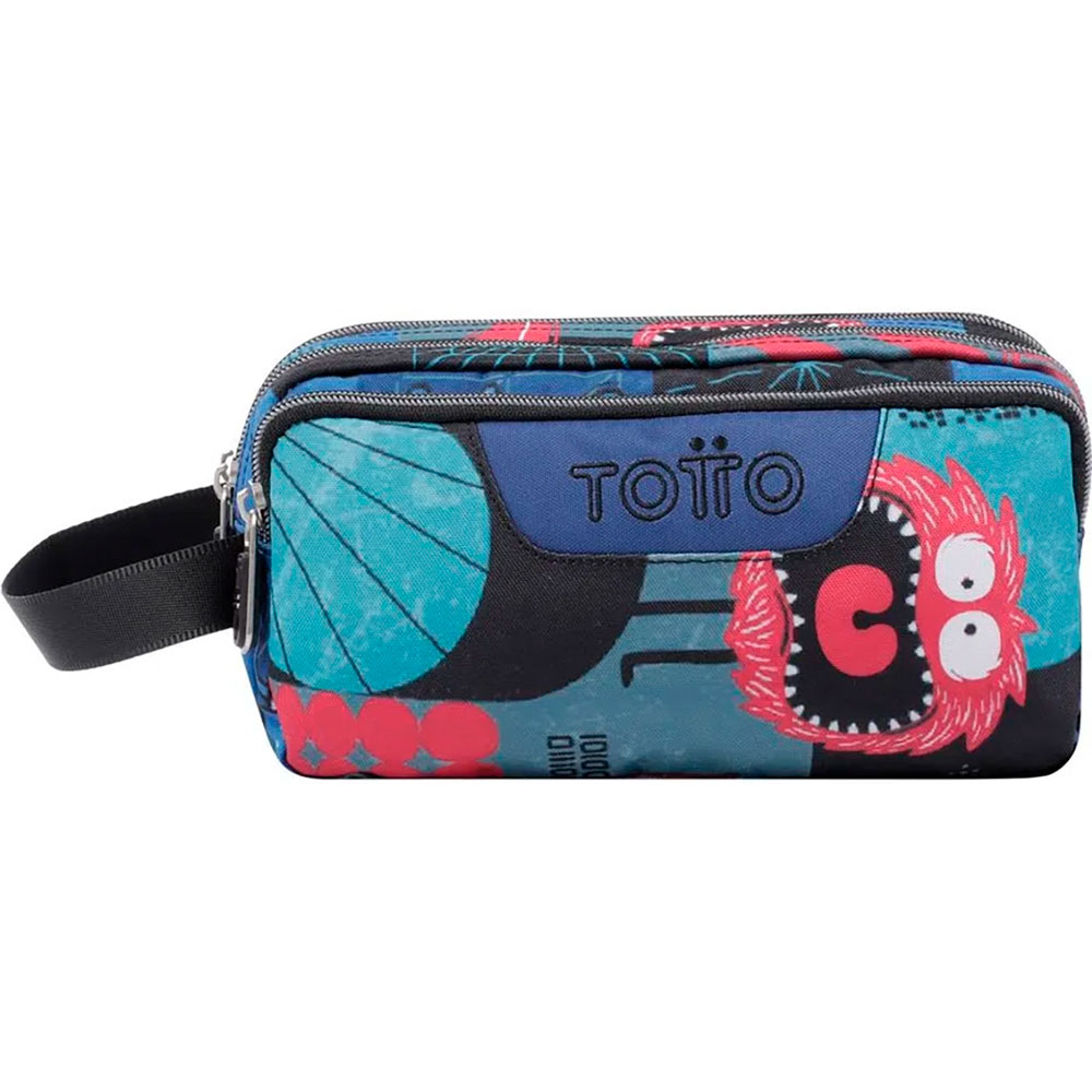 Estuche escolar triple Totto Agapec 6JP azul | Papelería Lumen