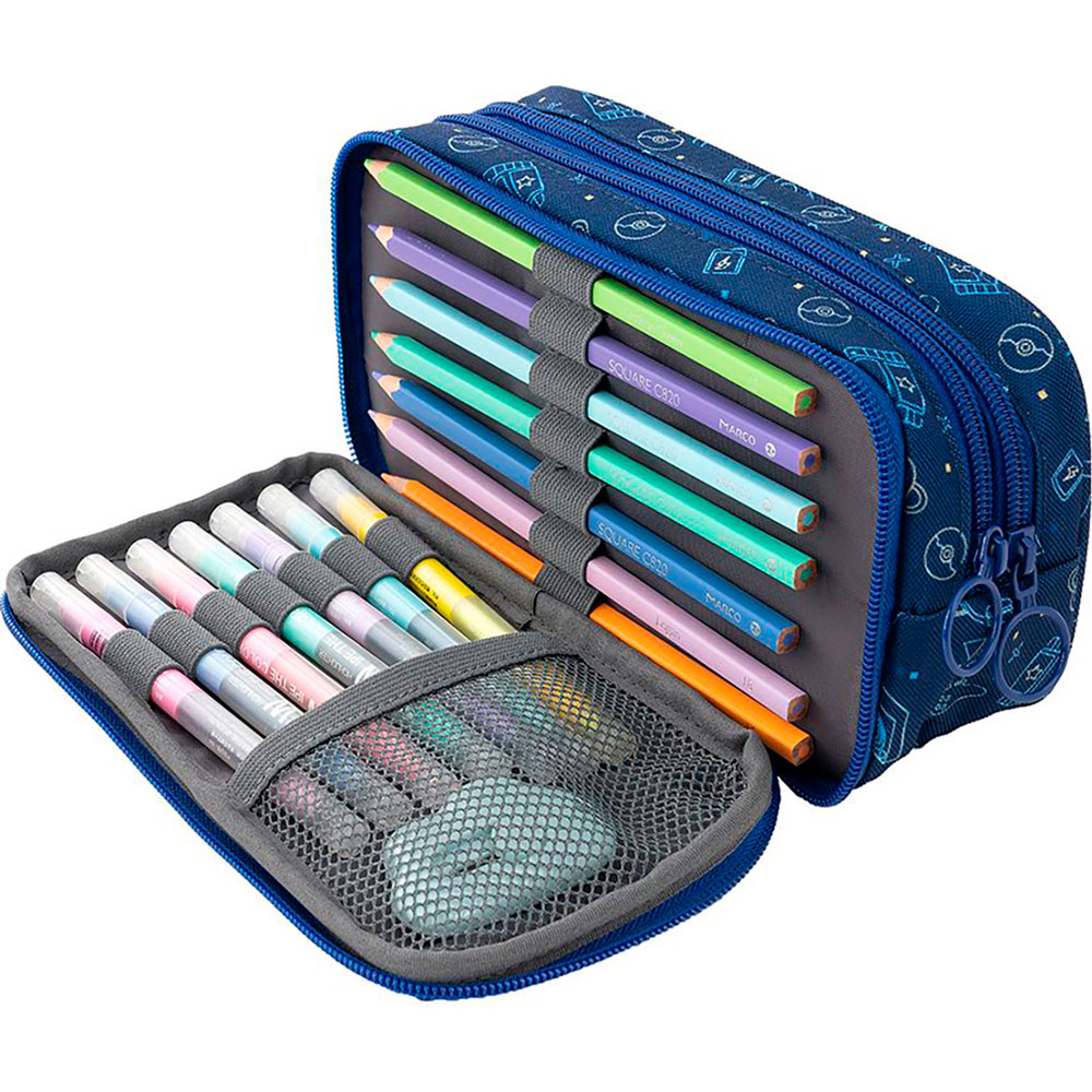 Estuche escolar Zipit triple Gamer Azul